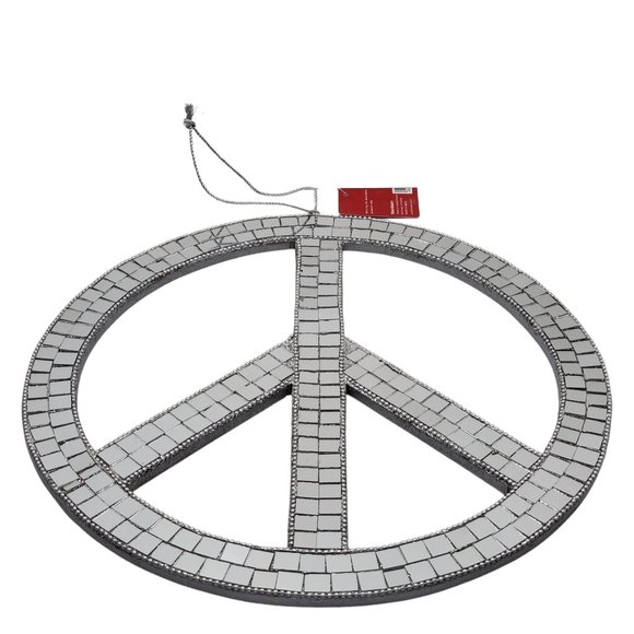 Party Supplies | Mirrored Glitter Disco Peace Sign Hanging Decor New ...